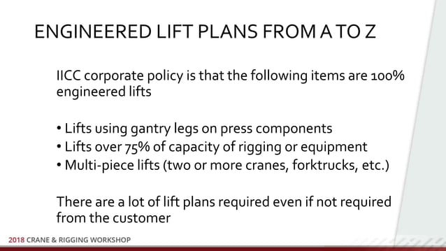 2018 CRW: Engineered Lift Plans From A to Z | PPTX