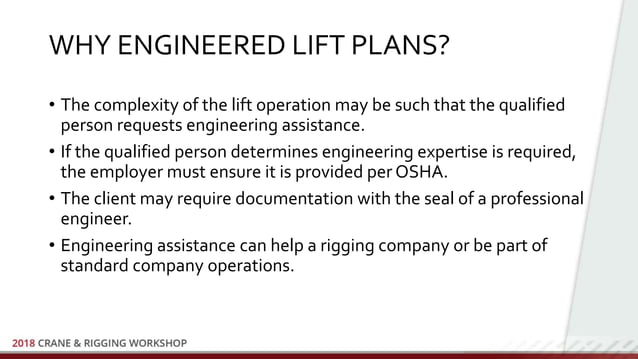 2018 CRW: Engineered Lift Plans From A to Z | PPTX