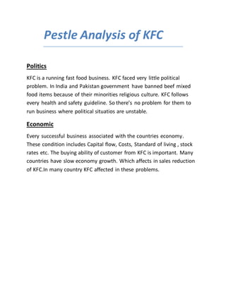Marketing assignment about KFC and their business | DOCX