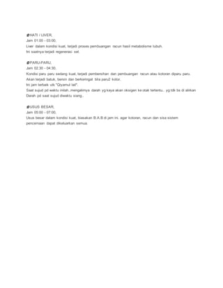 Jam kerja biologis organ tubuh manusia | DOCX