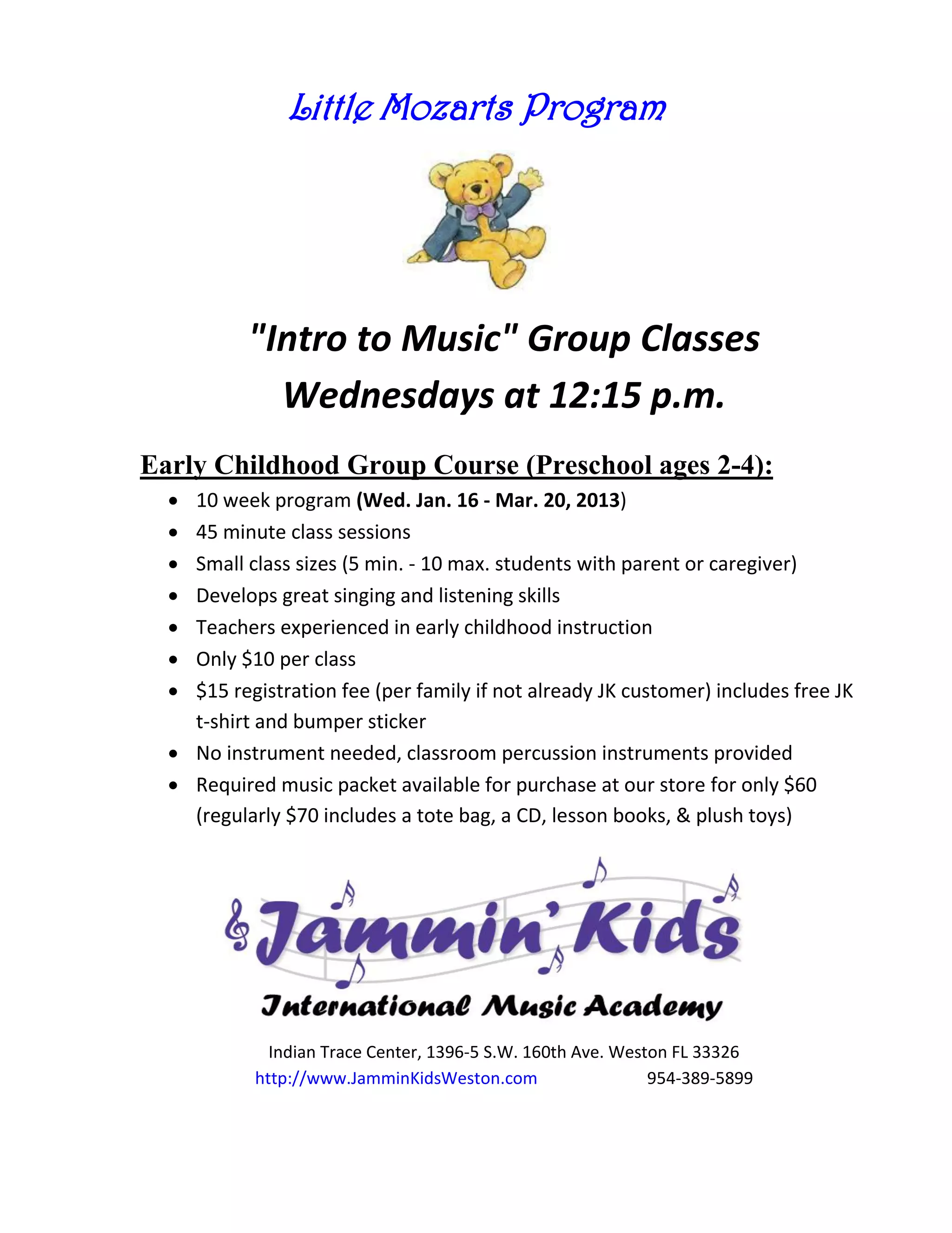 Little Mozarts Classes & Piano Lessons in Weston Florida | PDF