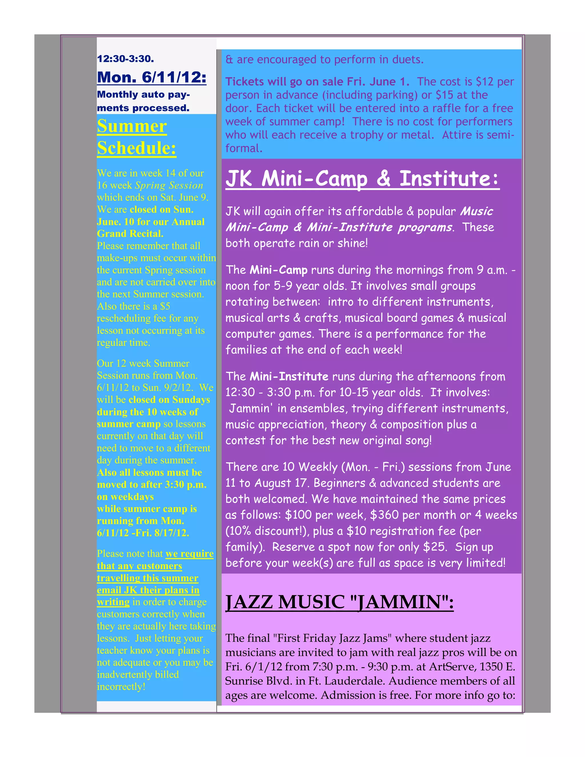 Jammin Kids Music Lesson Notes | PDF