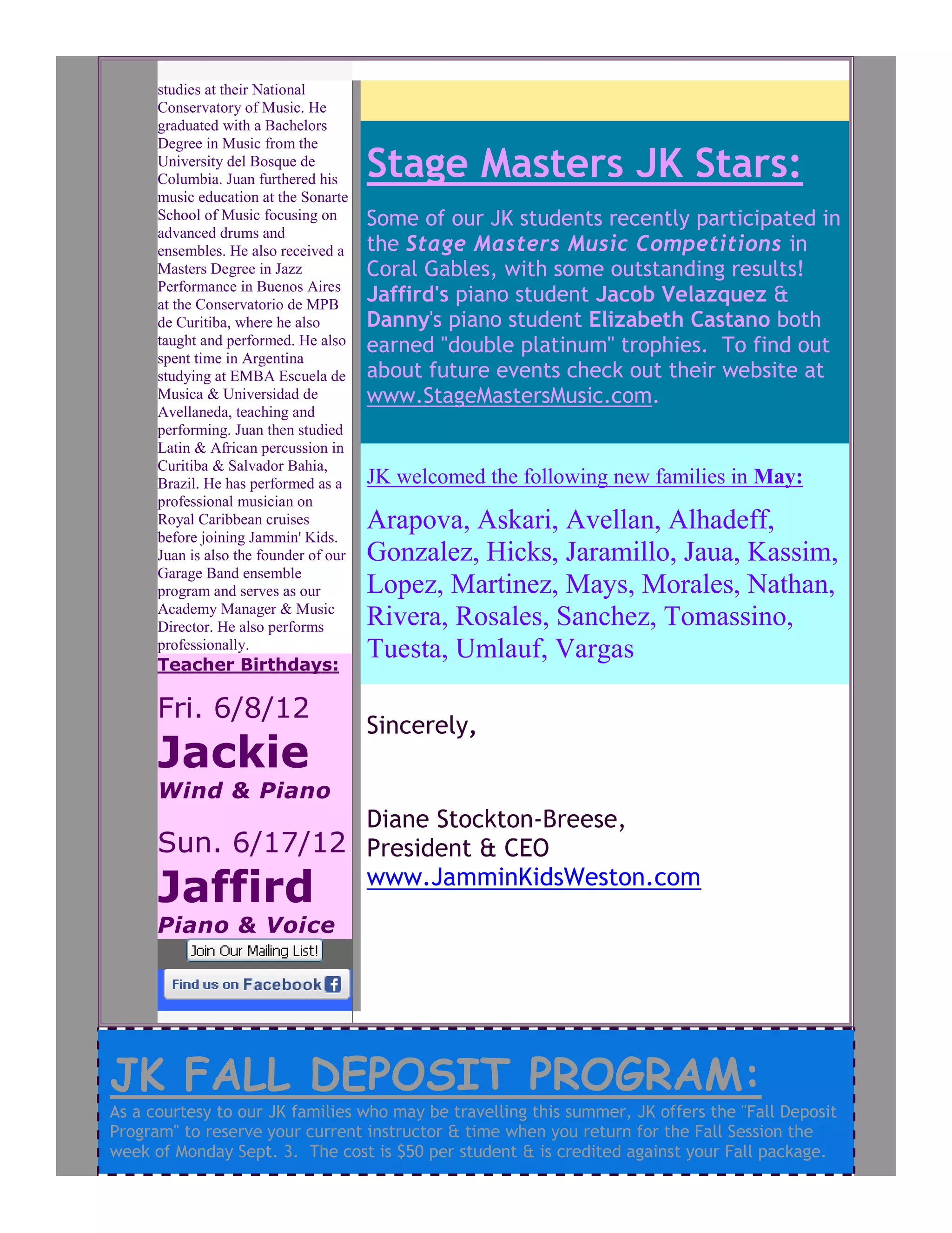 Jammin Kids Music Lesson Notes | PDF