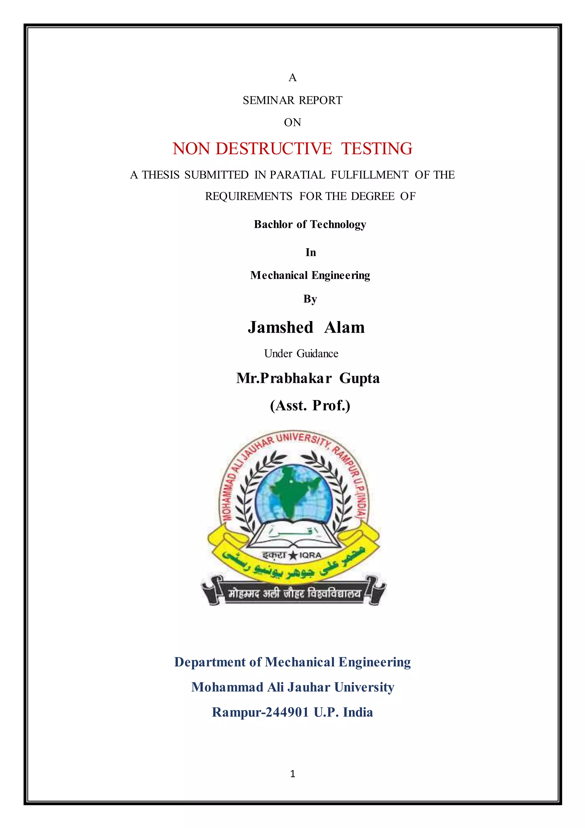 Jamshed alam seinar report copy | DOCX