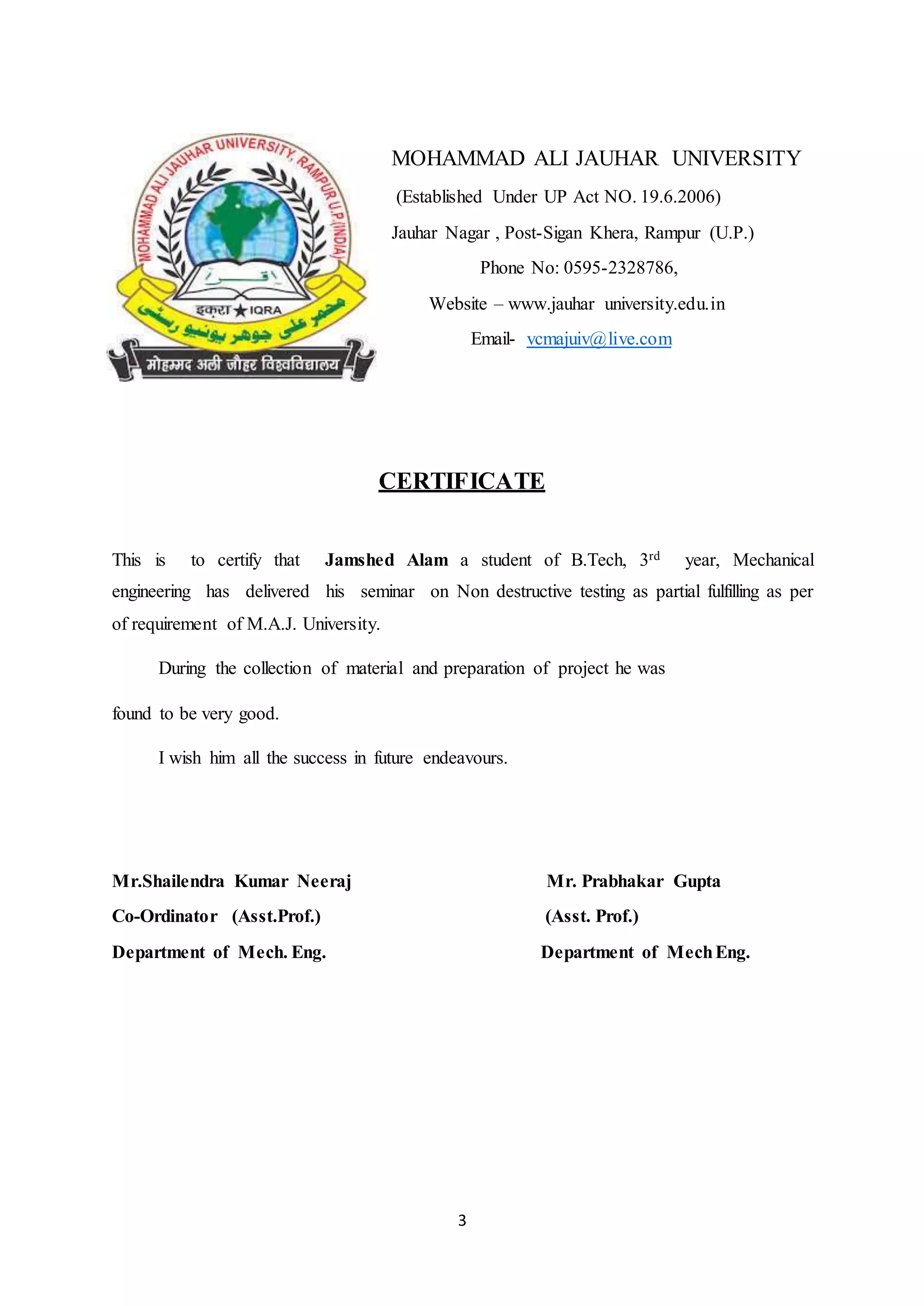 Jamshed alam seinar report copy | DOCX