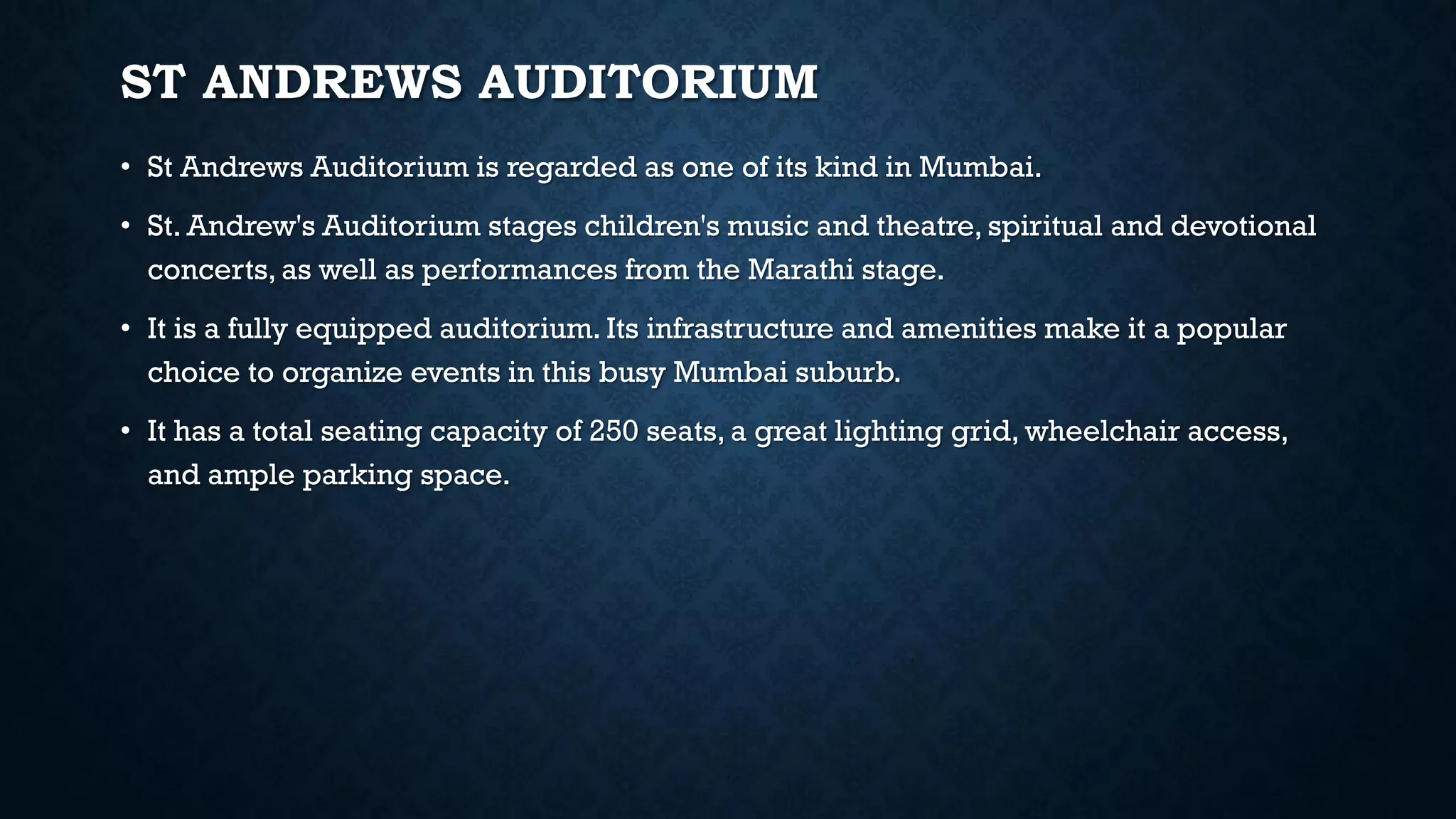 Jamshed bhabha theatre, ncpa, nariman point - ACOUSTICS - AUDITORIUM - MUMBAI | PDF