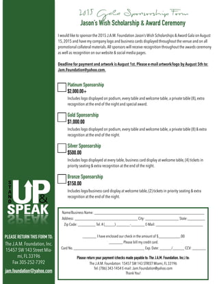 2015 J.A.M. Foundation Gala Sponsorship Package | PDF