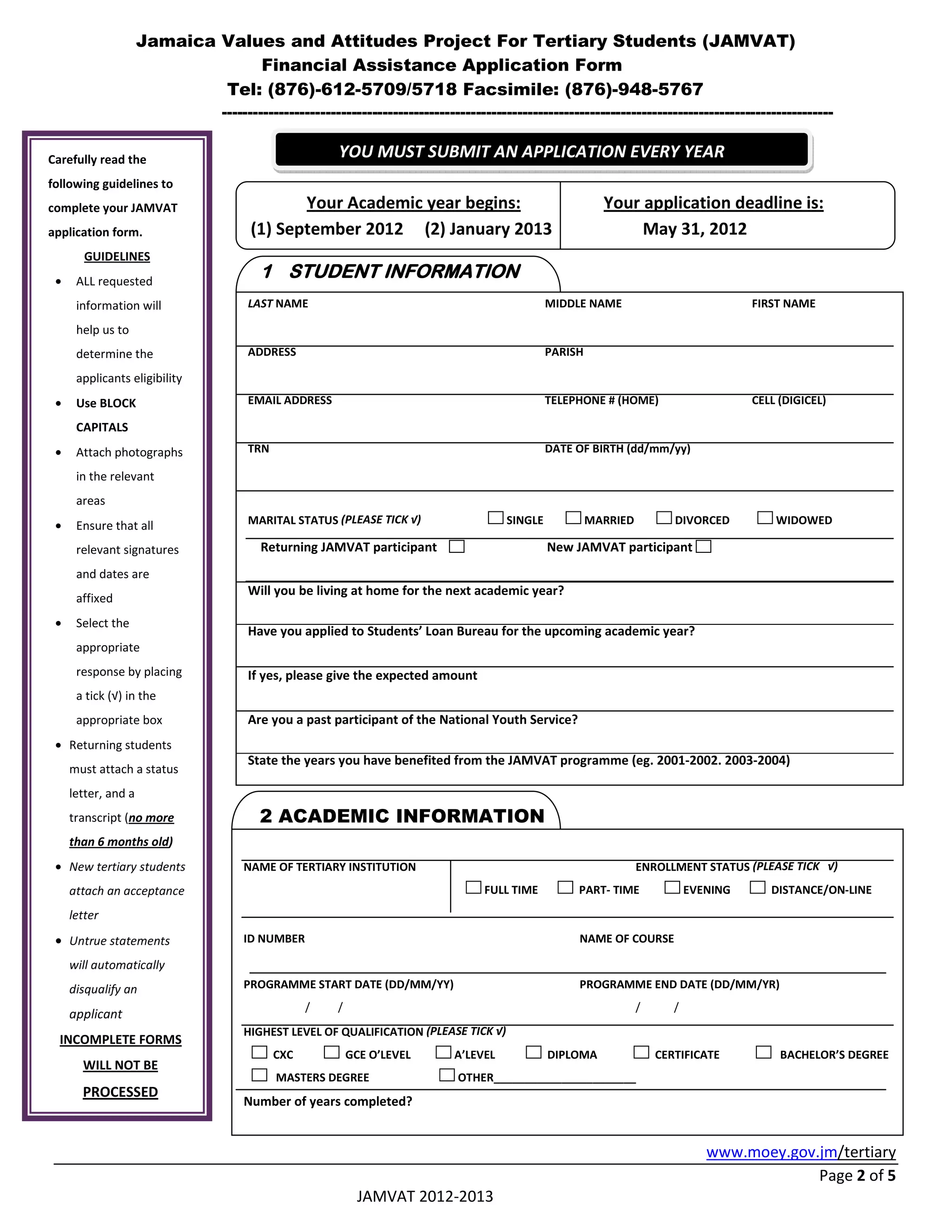 Jamvat application form 2012 2013 | PDF