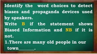 propaganda devices and technique in English 6 | PPTX