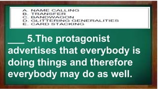 propaganda devices and technique in English 6 | PPTX