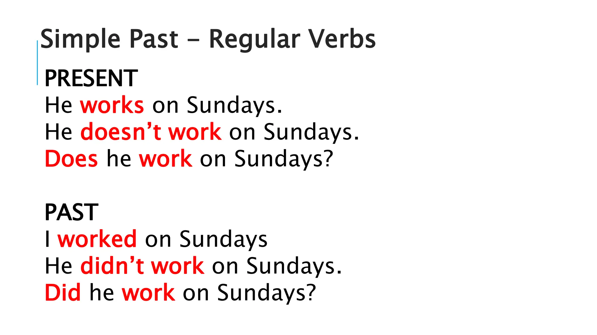 Slide presentation the Simple Past Tense | PPT