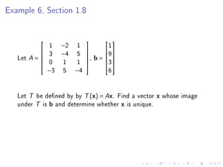 Linear Transformations, Matrix Algebra