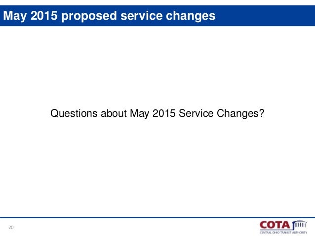 May 2015 PROPOSED Service Changes