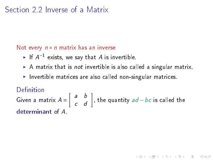 Matrix multiplication, inverse