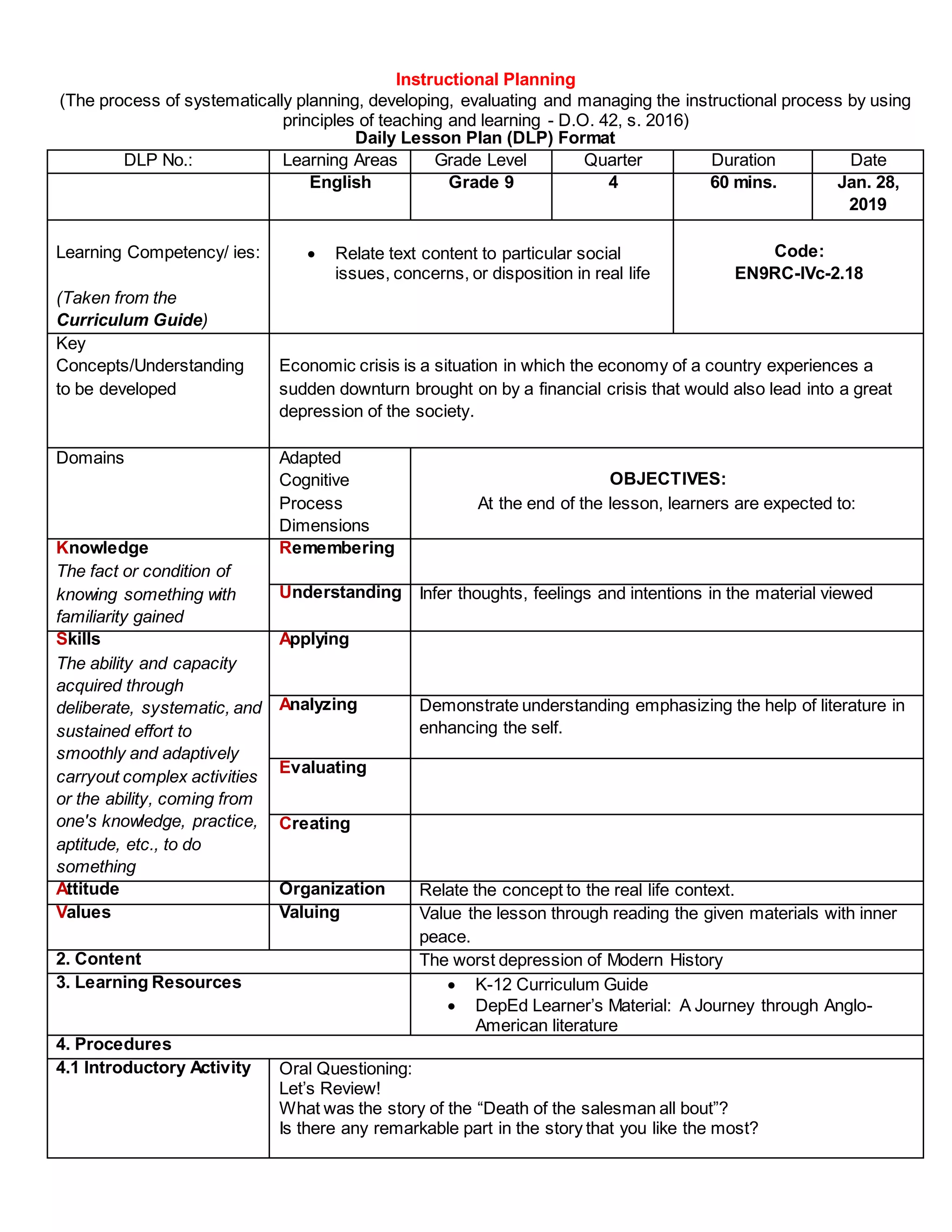 DLP in English 9 | DOCX
