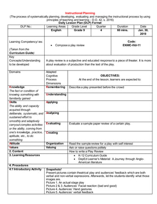 Daily Lesson Plan in English 9 | DOCX