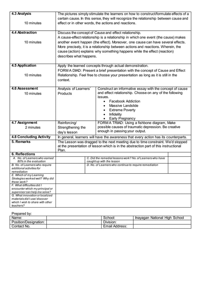 Grade 8 Lesson Plan in English