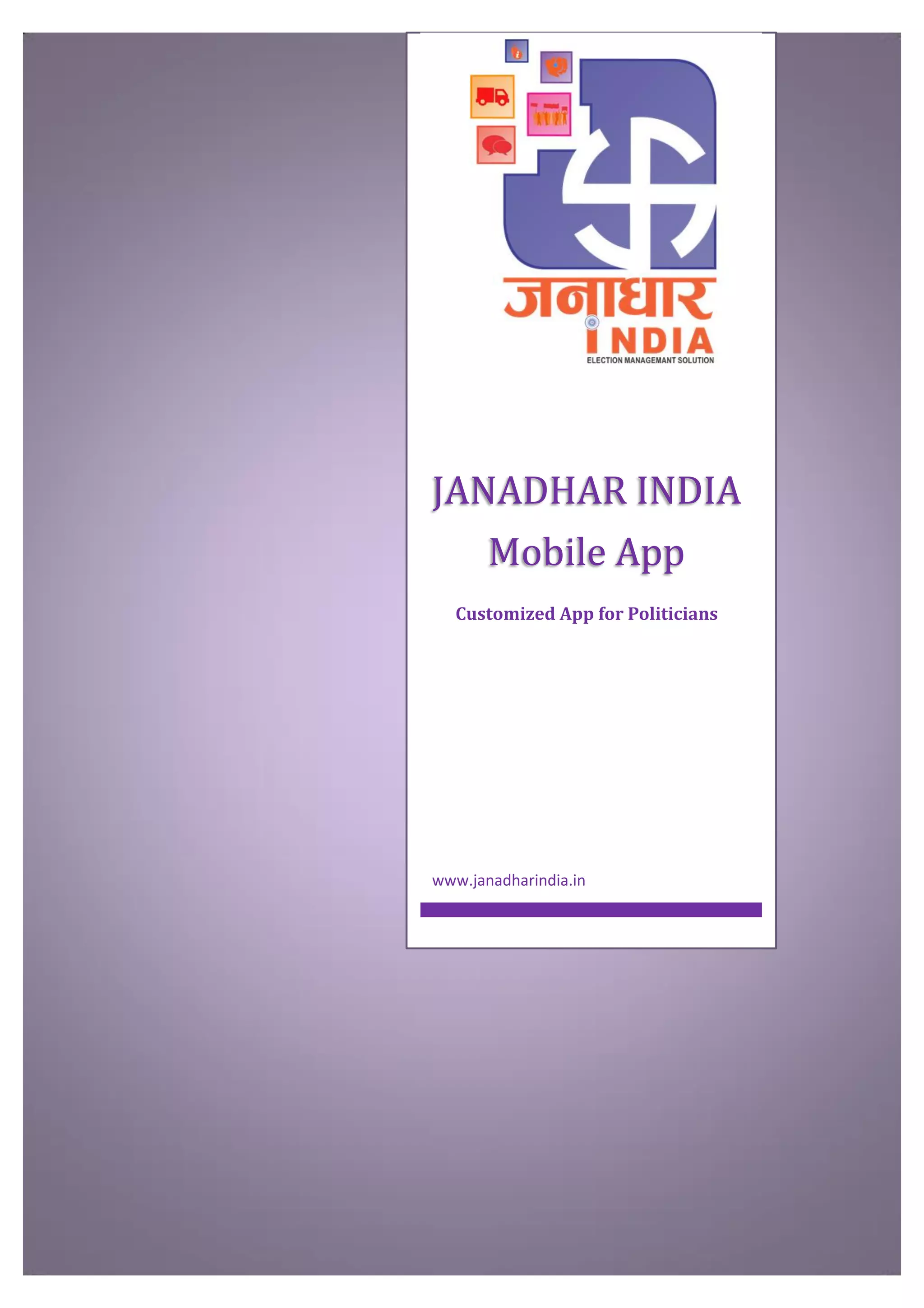 Janadhar India Mobile APP for Political and Election campaigns | PDF