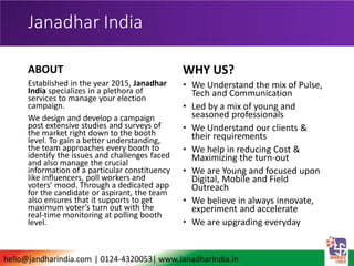 Janadhar India Portfolio 2019 - Election Management Services | PPT