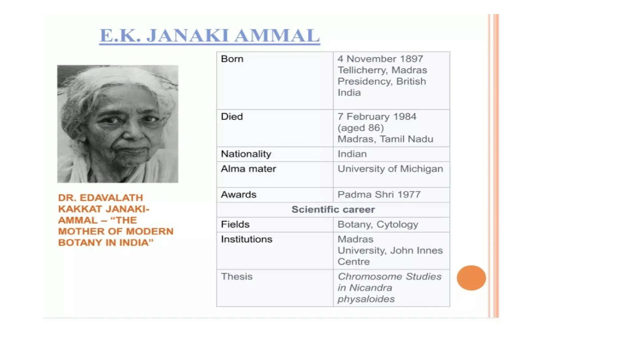 Janaki Ammal.pptx powerpoint presentation | PPTX