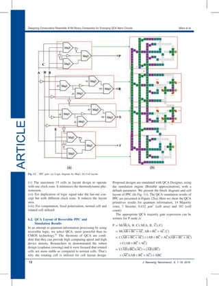 Designing Conservative Reversible N-Bit Binary Comparator for Emerging Quantum-Dot Cellular ...