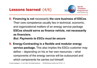 ESCo market development: Business models, innovations and lessons ...