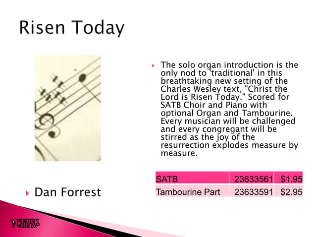 Church Choir Sheet Music | Spring Selections 2012 | PPTX