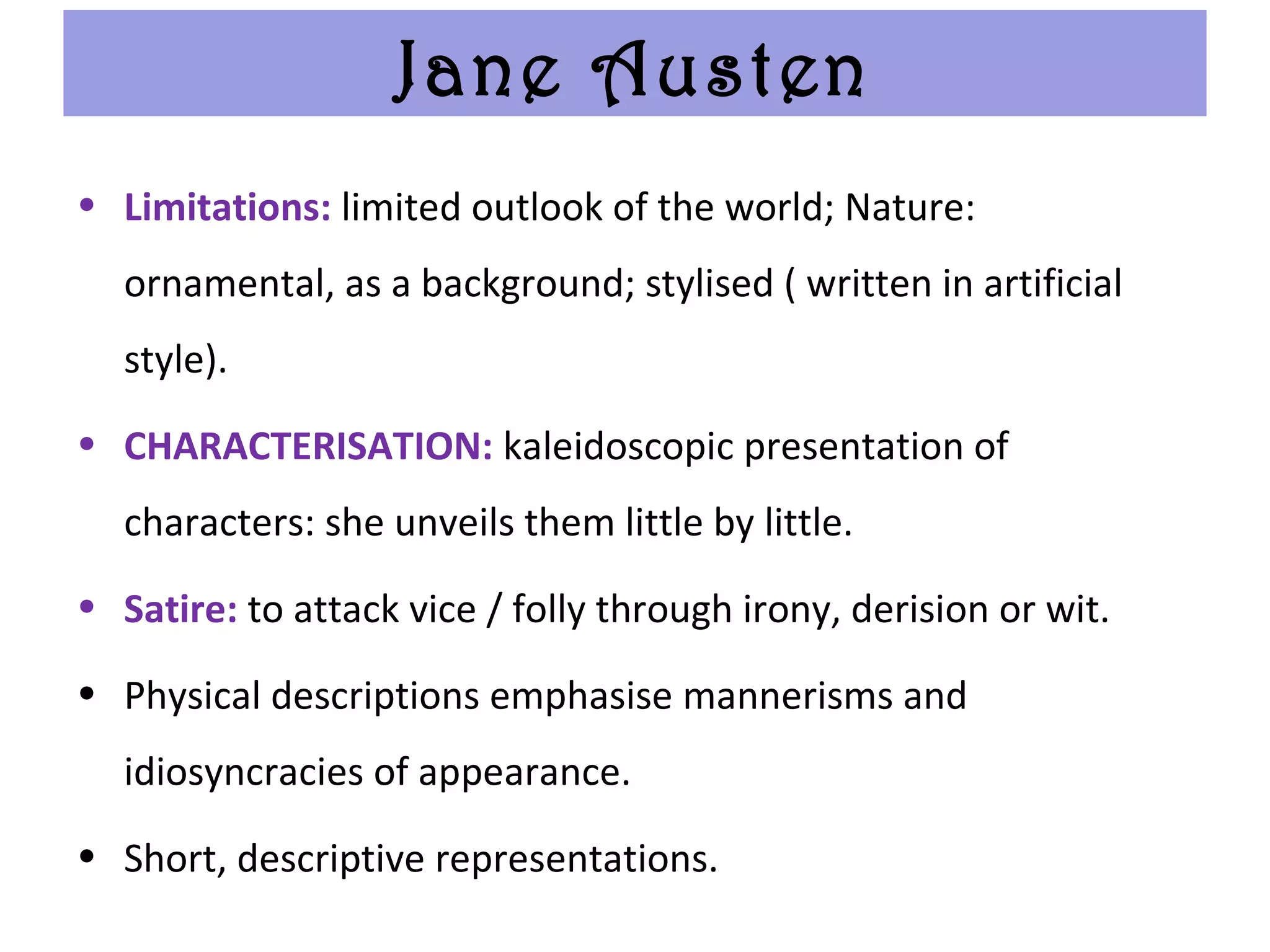 Jane Austen - Biography + Style + Novels | PPT