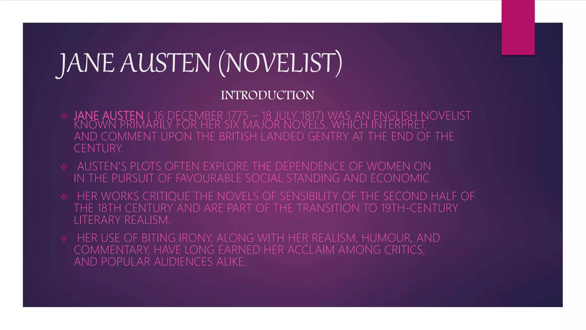 Jane austen (novelist) | PPTX
