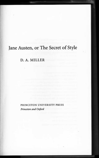 Jane austen or the secret of style da miller | PDF