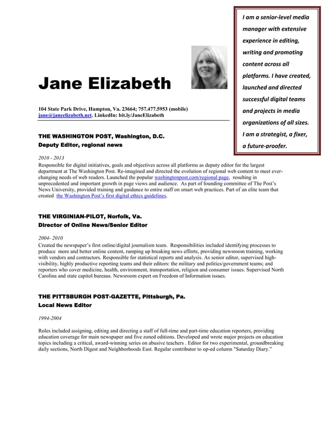 Jane Elizabeth resume 2013 | PDF