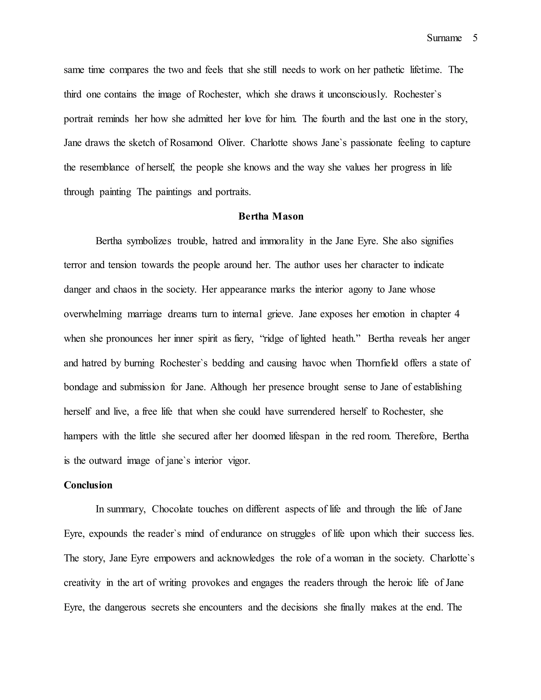 Jane Eyre essay sample | DOCX