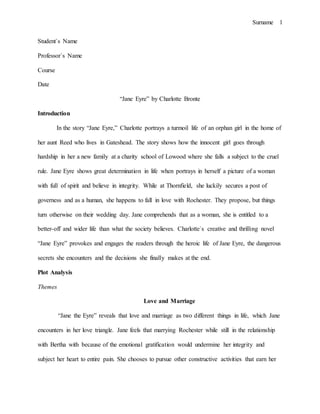 Jane Eyre essay sample | DOCX