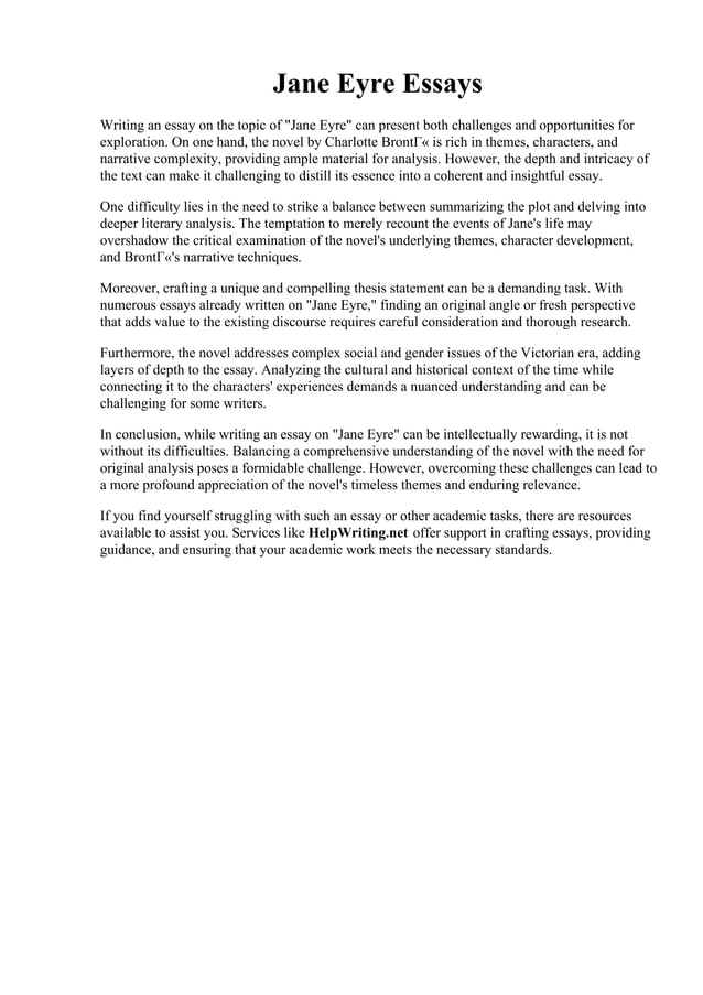 Jane Eyre Essays | PDF