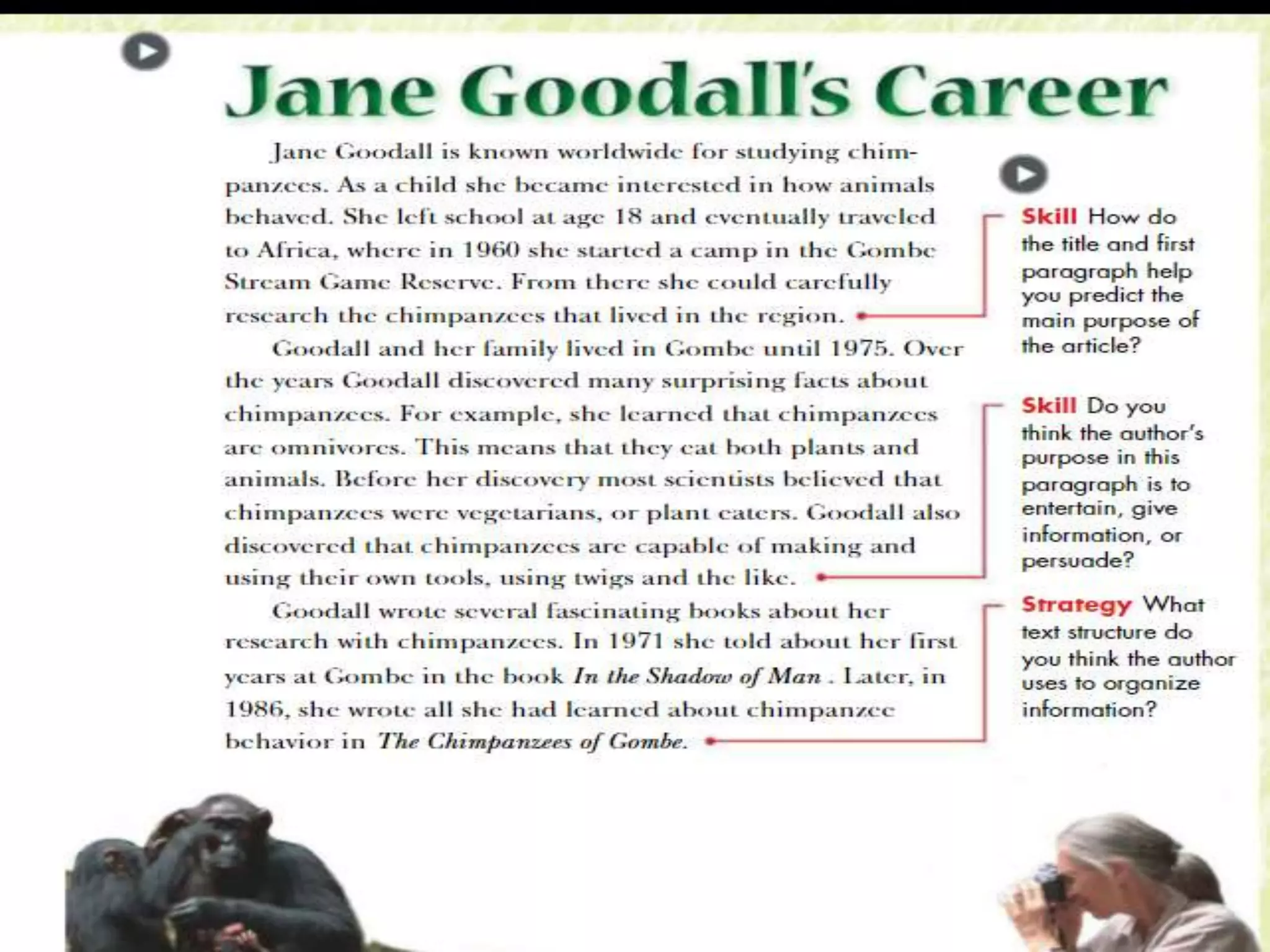 Jane Goodall, The Chimpanzees I Love | PPTX
