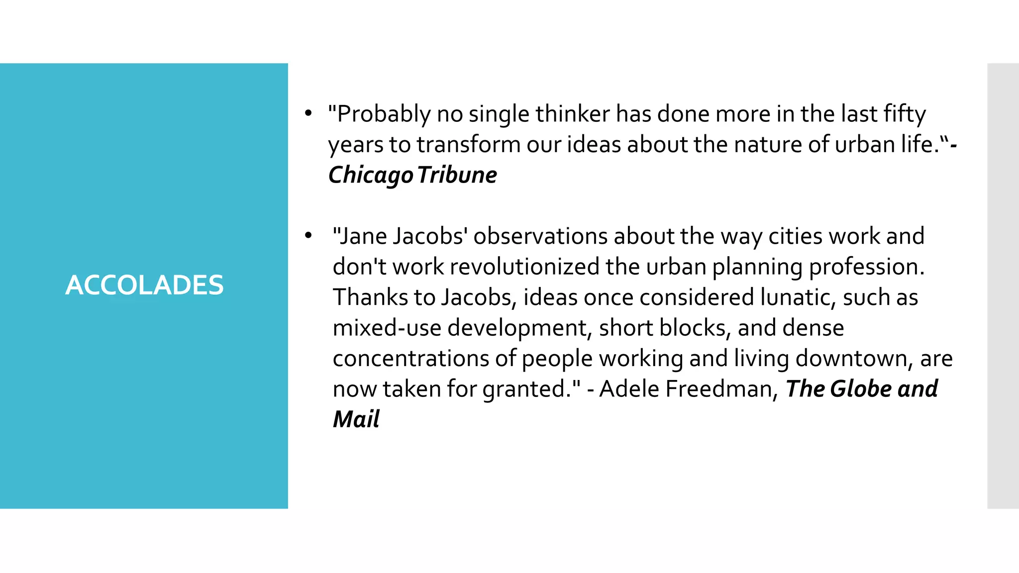 Jane Jacobs - Life and Work, a short presentation. | PPTX