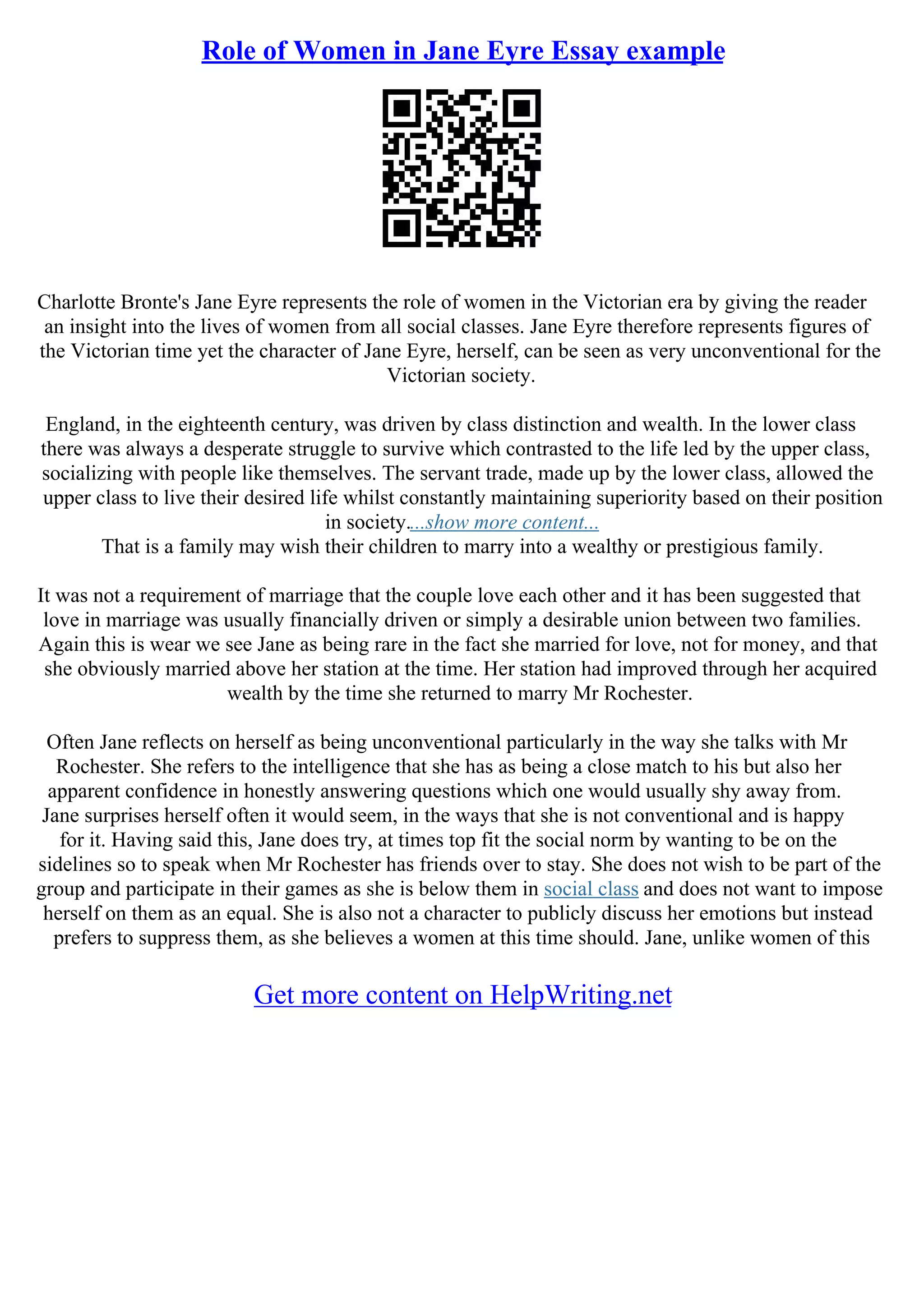 Jane Schaffer Essay Example | PDF