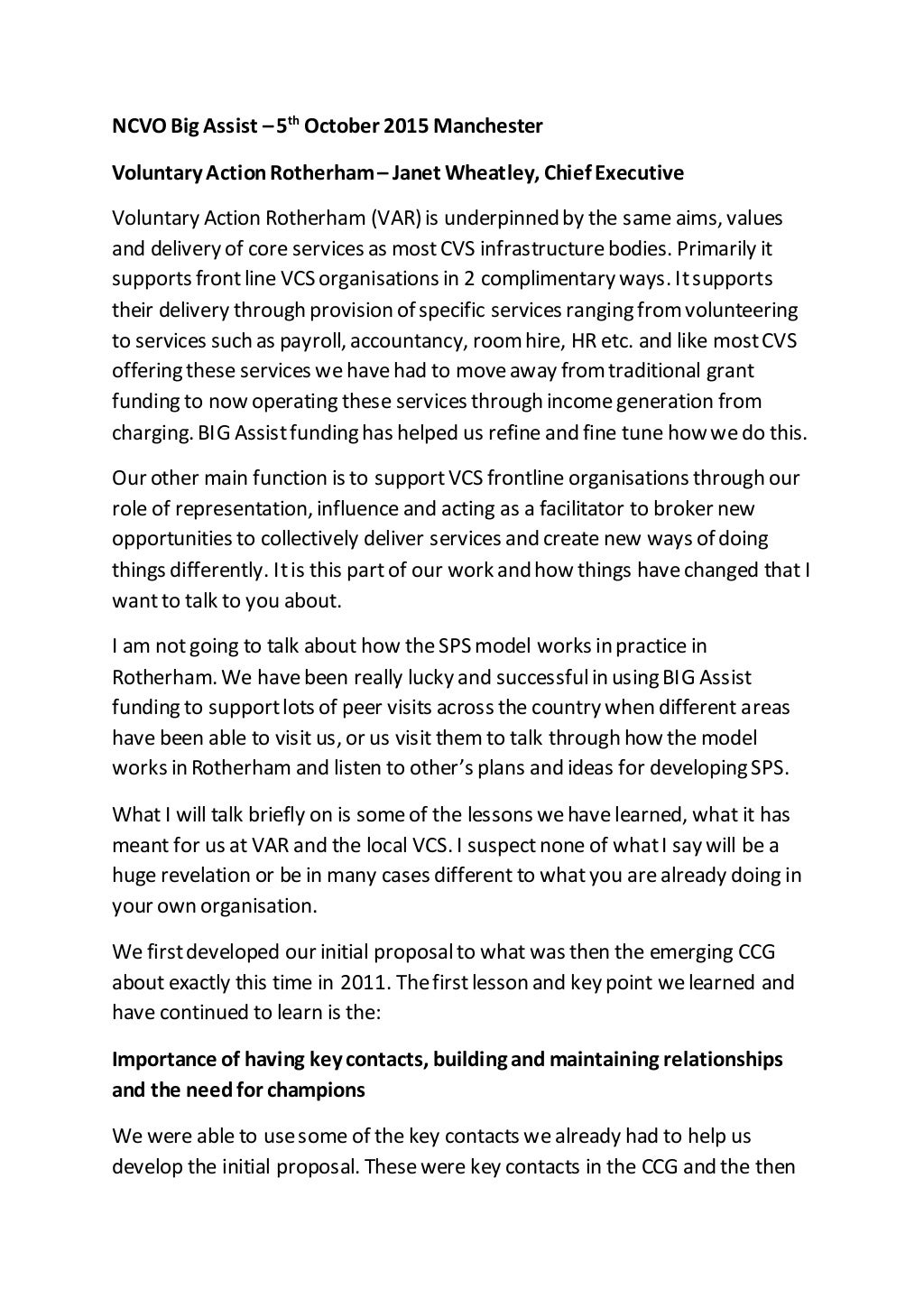 Voluntary Action Rotherham Social Prescribing Service Voluntary Action Rotherham Social Prescribing Service