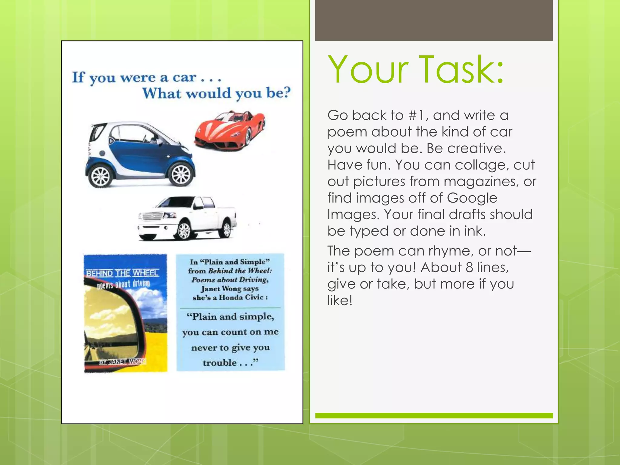 Janet Wong poems - Behind the Wheel | PPTX