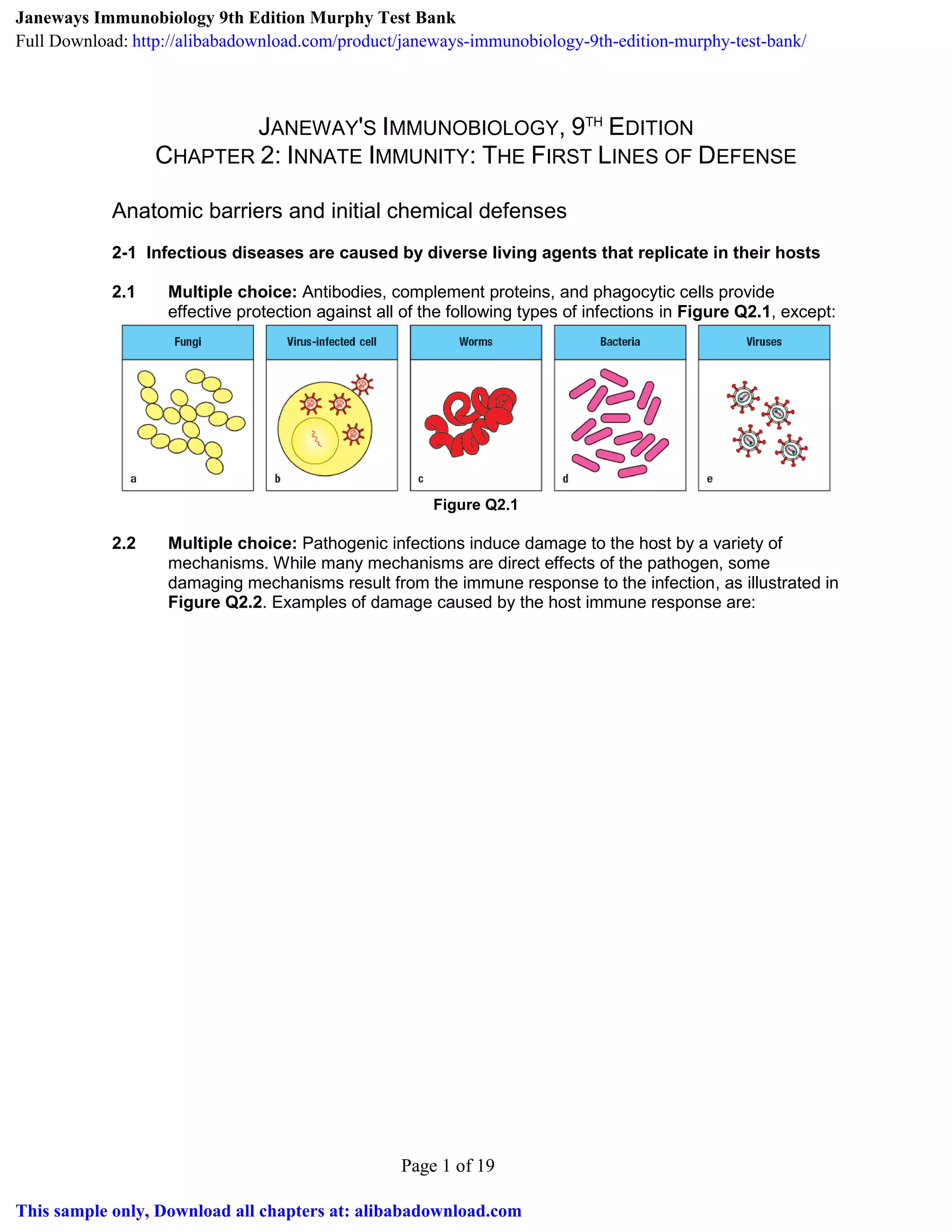 Janeways Immunobiology 9th Edition Murphy Test Bank | PDF