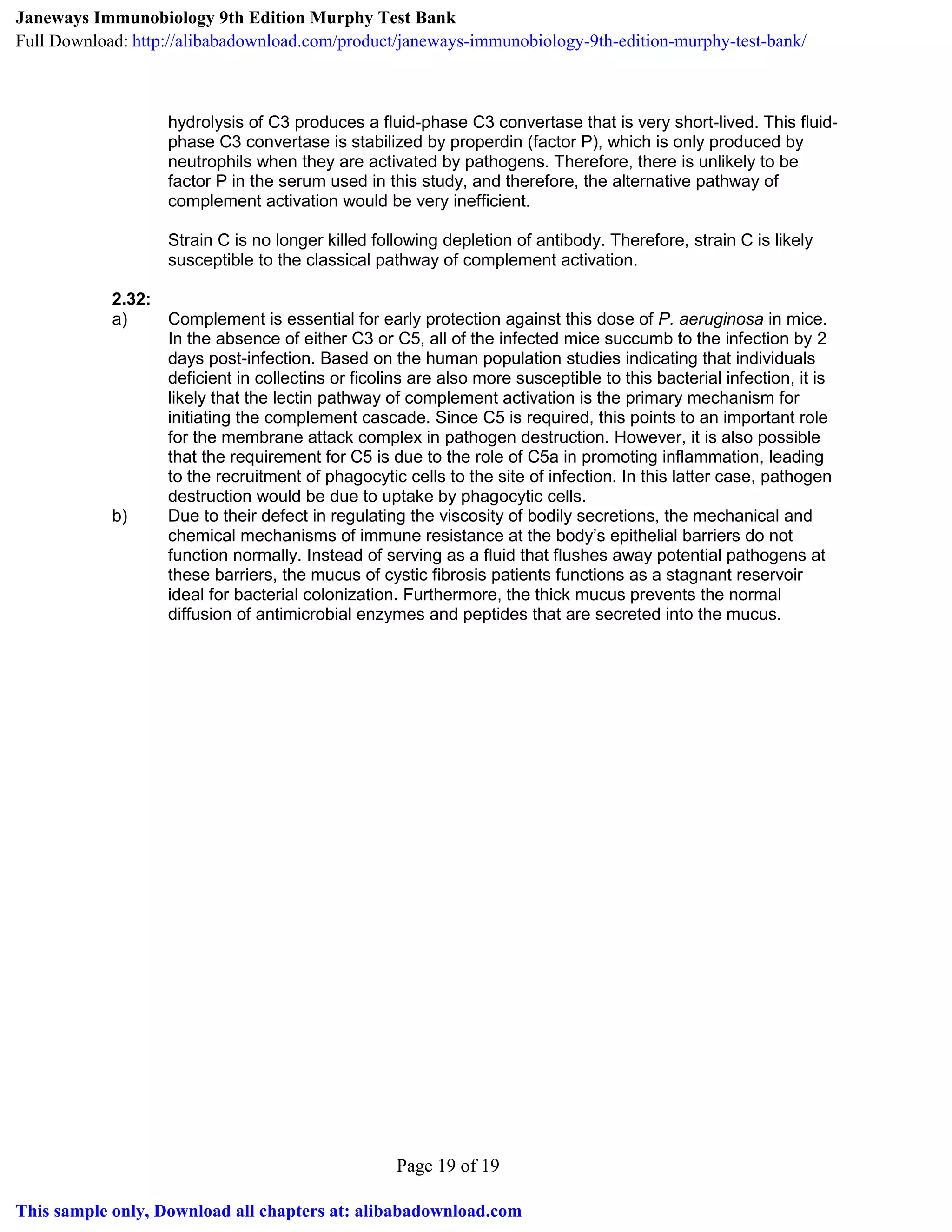 Janeways Immunobiology 9th Edition Murphy Test Bank | PDF