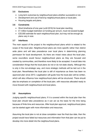 Project Initiation Document for Management of Neighbourhood Plans in ...
