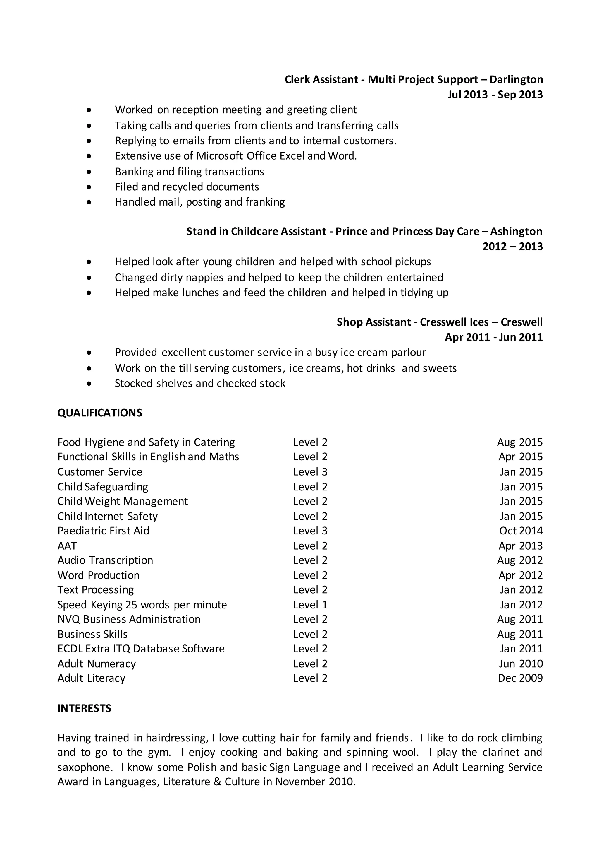 Janine dear cv 2015 sep | DOCX