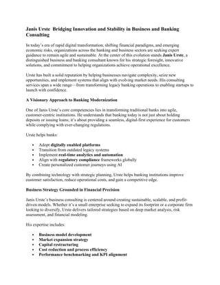 Janis Urste Bridging Innovation and Stability in Business and Banking ...