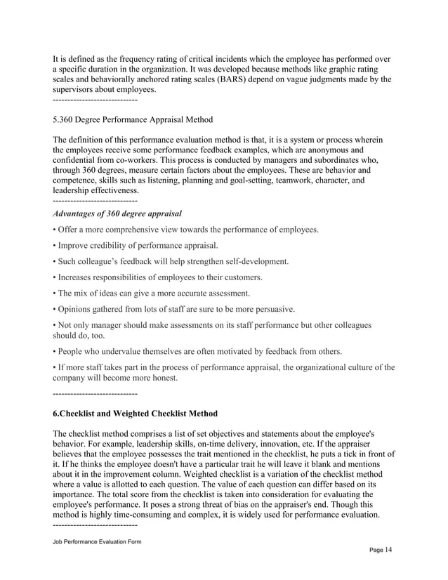 Janitorial worker performance appraisal | DOC