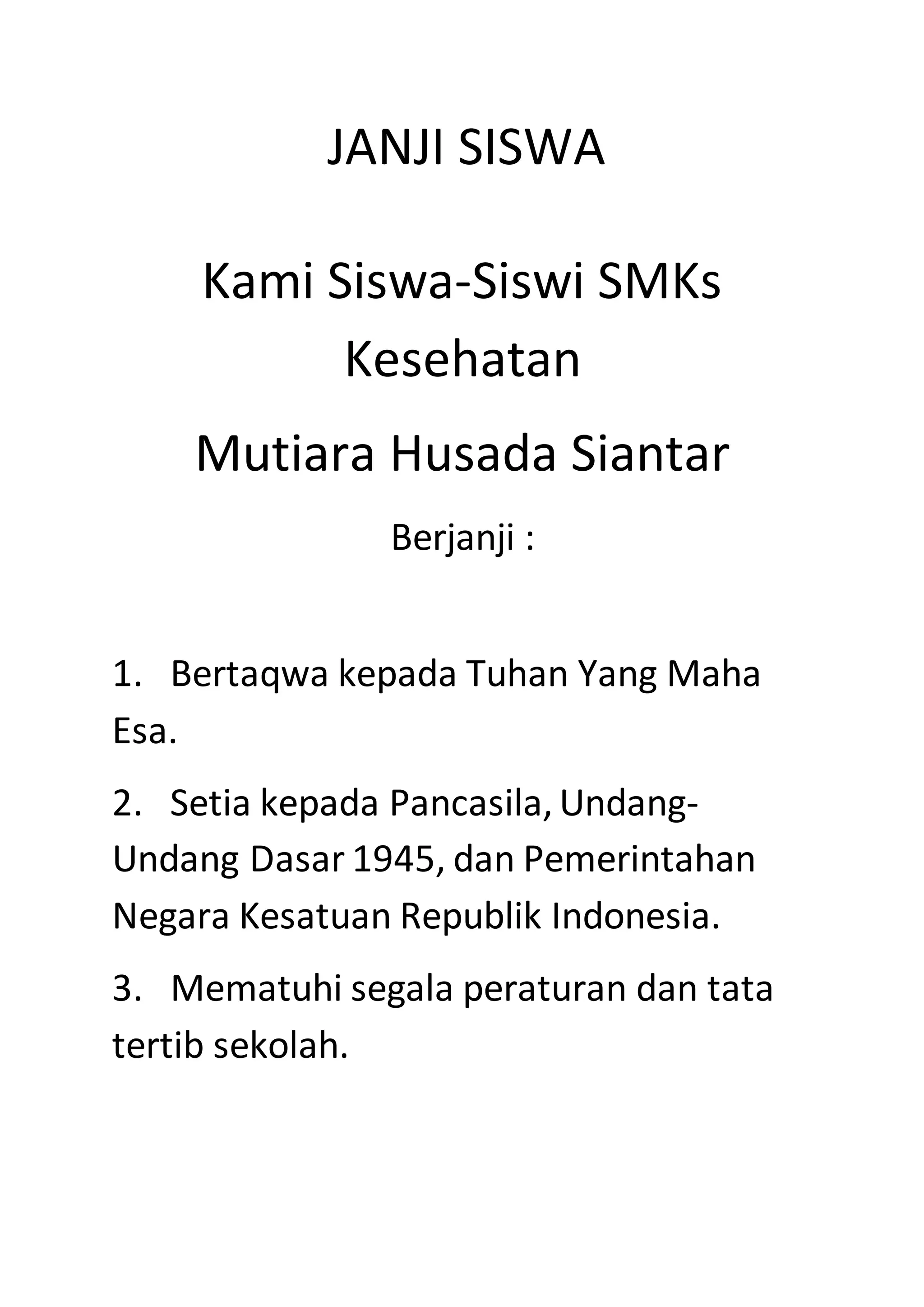 Janji siswa | PDF