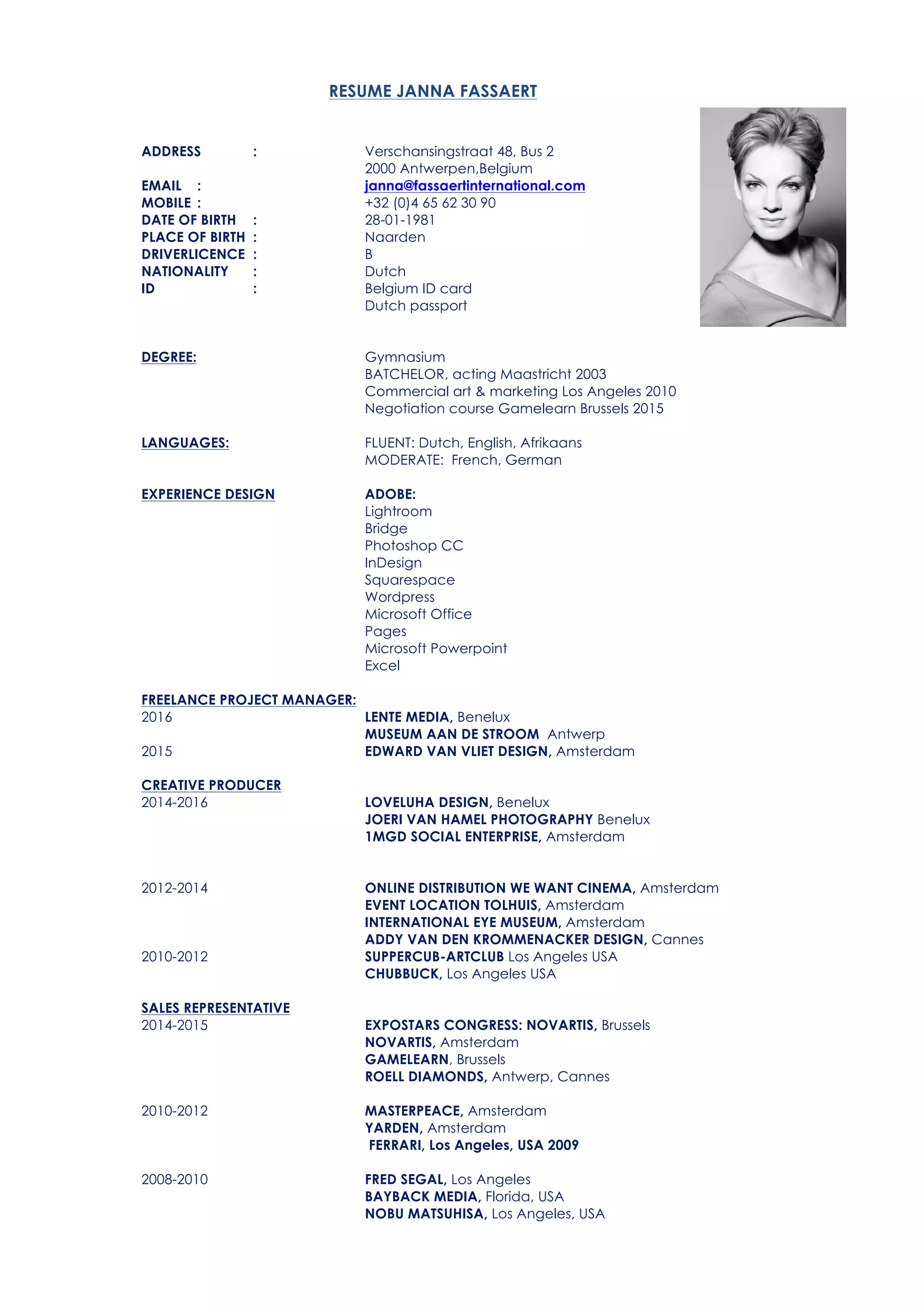 Janna fassaert cv 16 | PDF