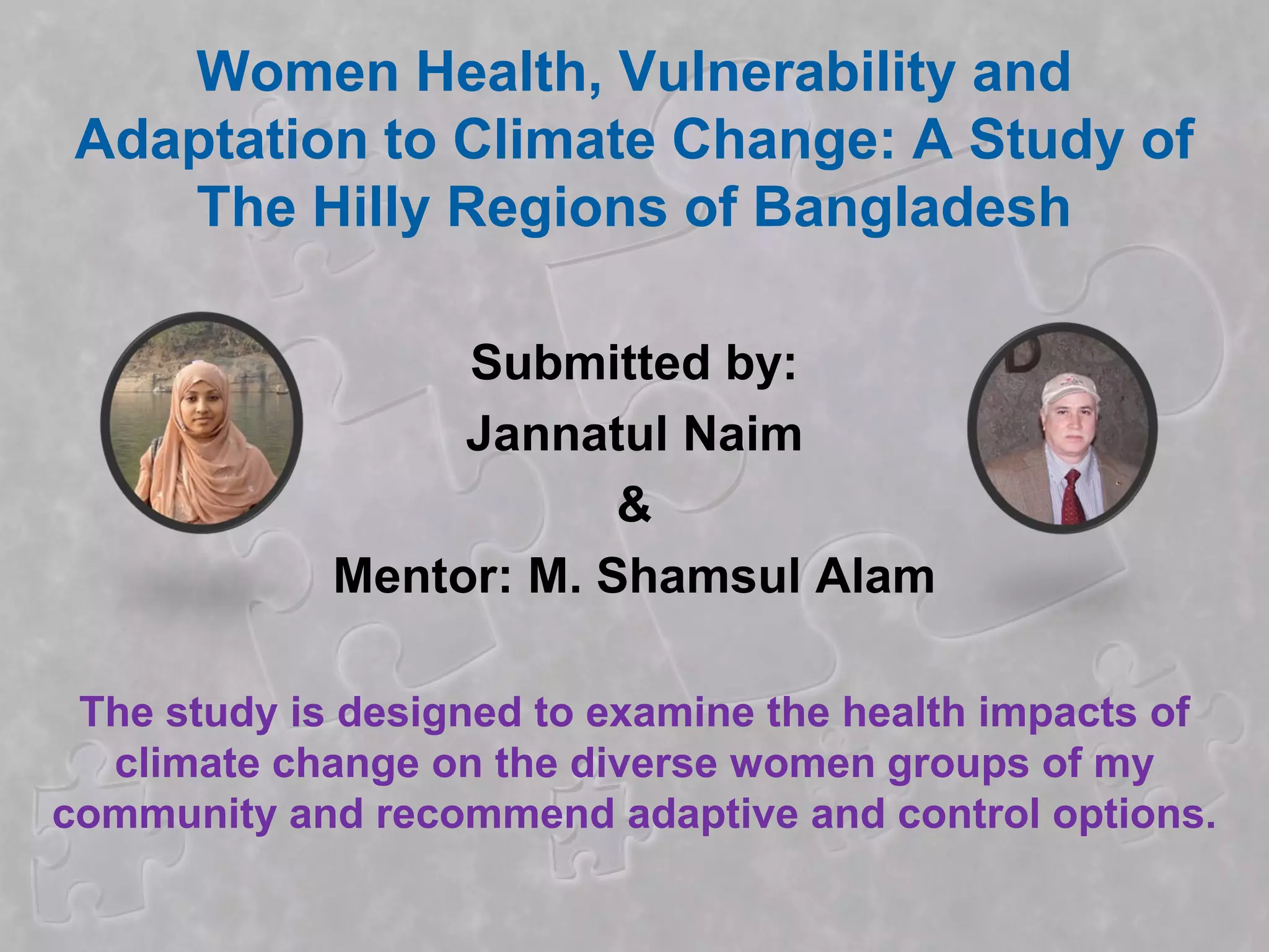 Women Health, Vulnerability and Adaptation to Climate Change: A Study ...