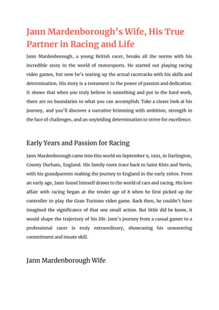Jann Mardenborough's Better Half in Racing and Life | PDF