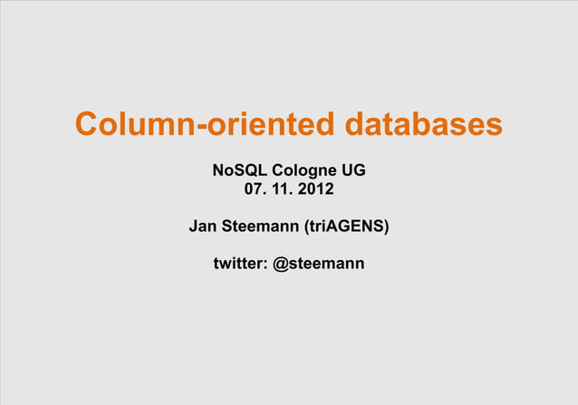 Introduction To Column Oriented Databases Pdf Databases Computer